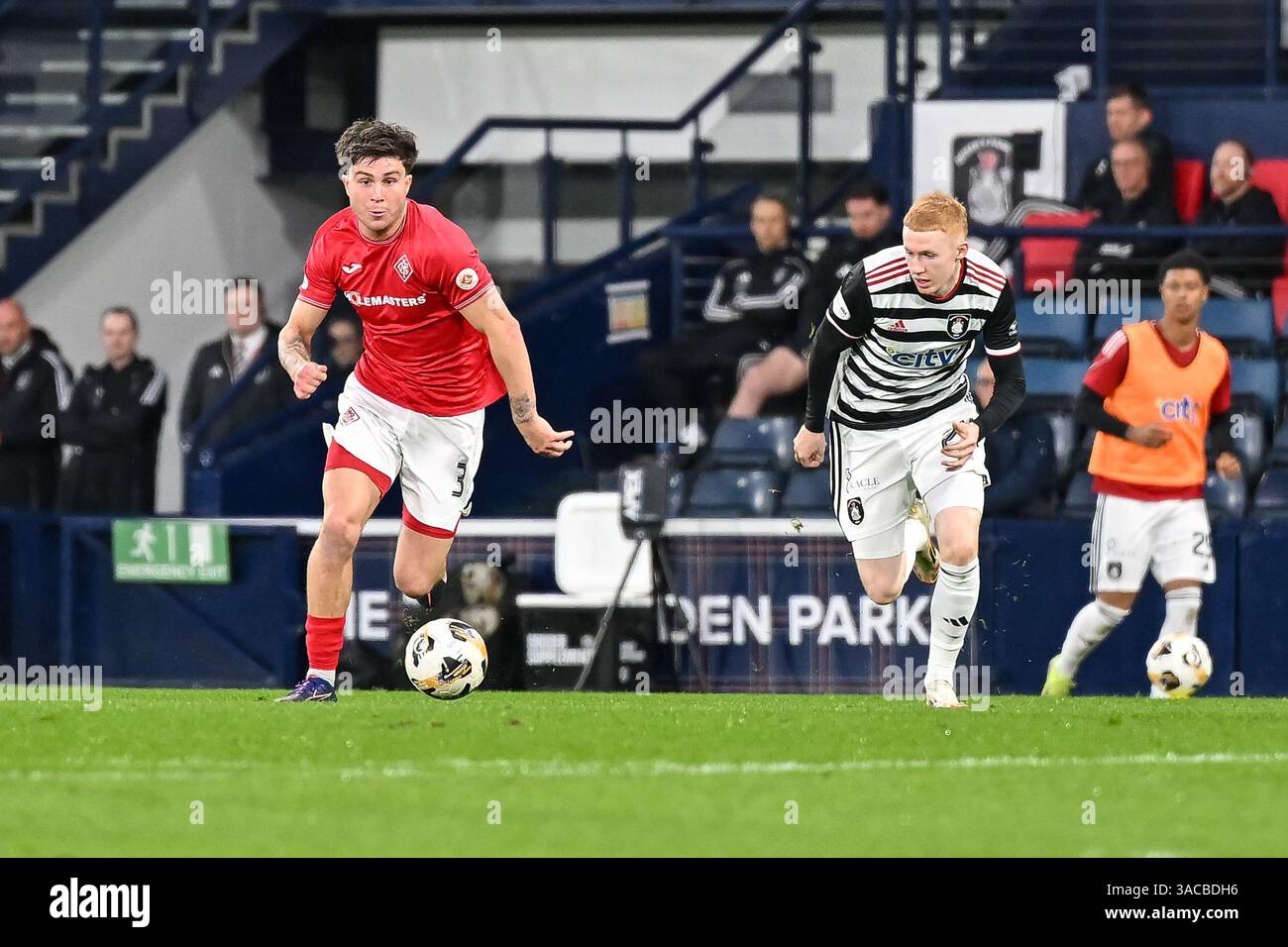 Glasgow, Scotland, UK. 2nd April, 2025. Mason Hancock of Airdrieonians ...