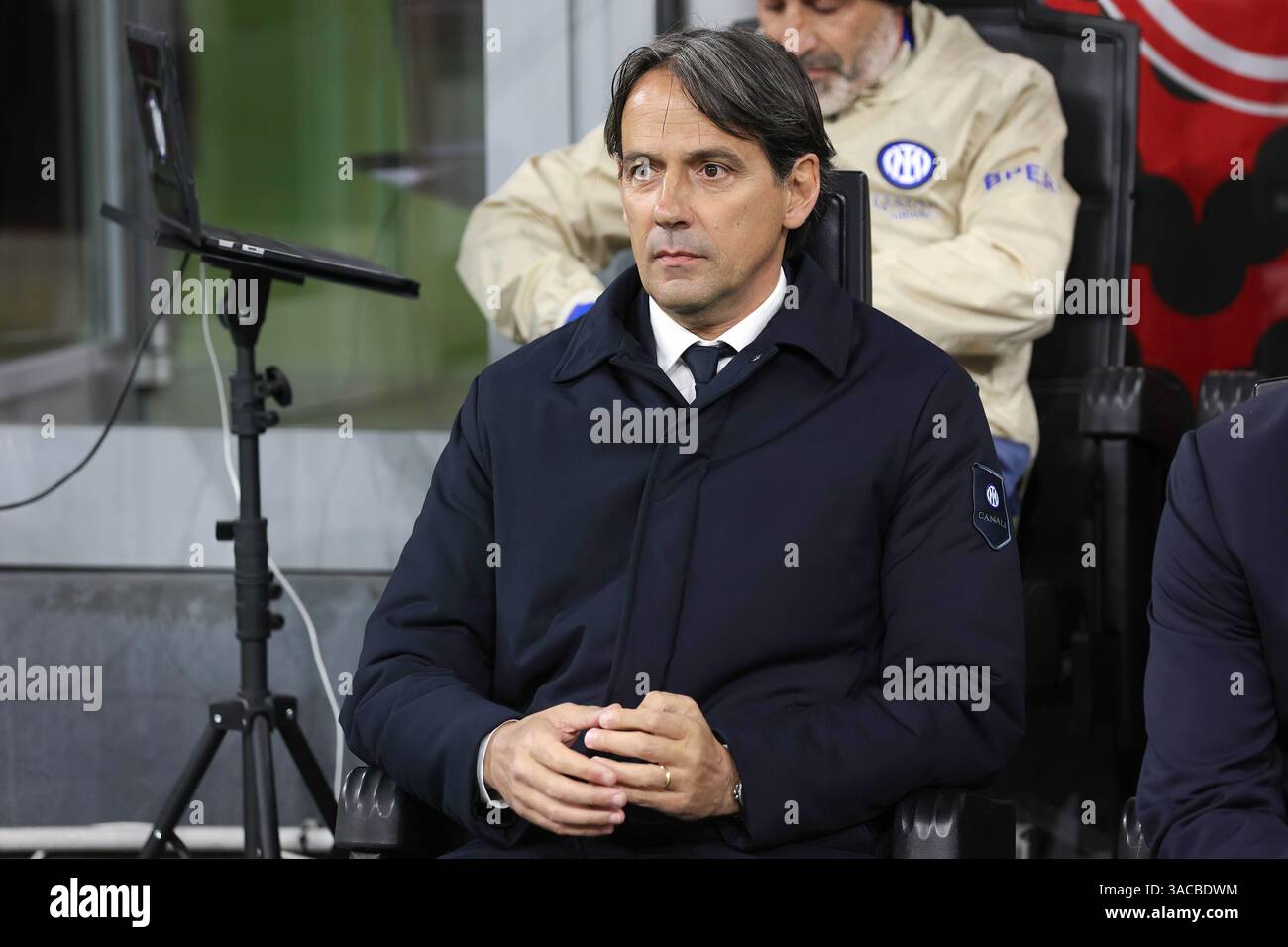 Milan, Italy. 2nd Apr, 2025. Italy, Milan, 2025 04 02: Simone Inzaghi ...