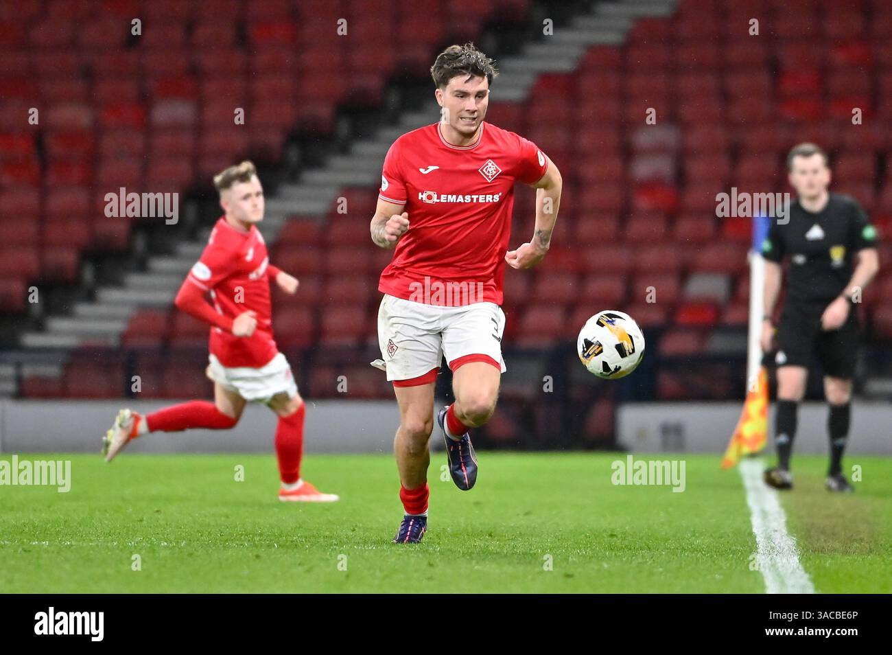 Glasgow, Scotland, UK. 2nd April, 2025. Mason Hancock of Airdrieonians ...
