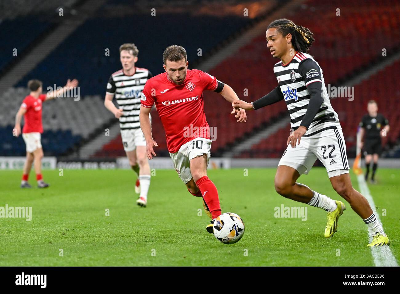 Glasgow, Scotland, UK. 2nd April, 2025. Jadan Raymond of Queen's Park ...