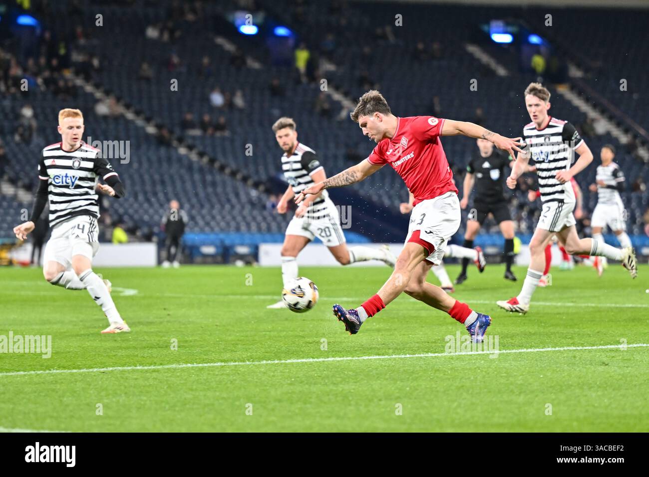 Glasgow, Scotland, UK. 2nd April, 2025. Mason Hancock of Airdrieonians ...