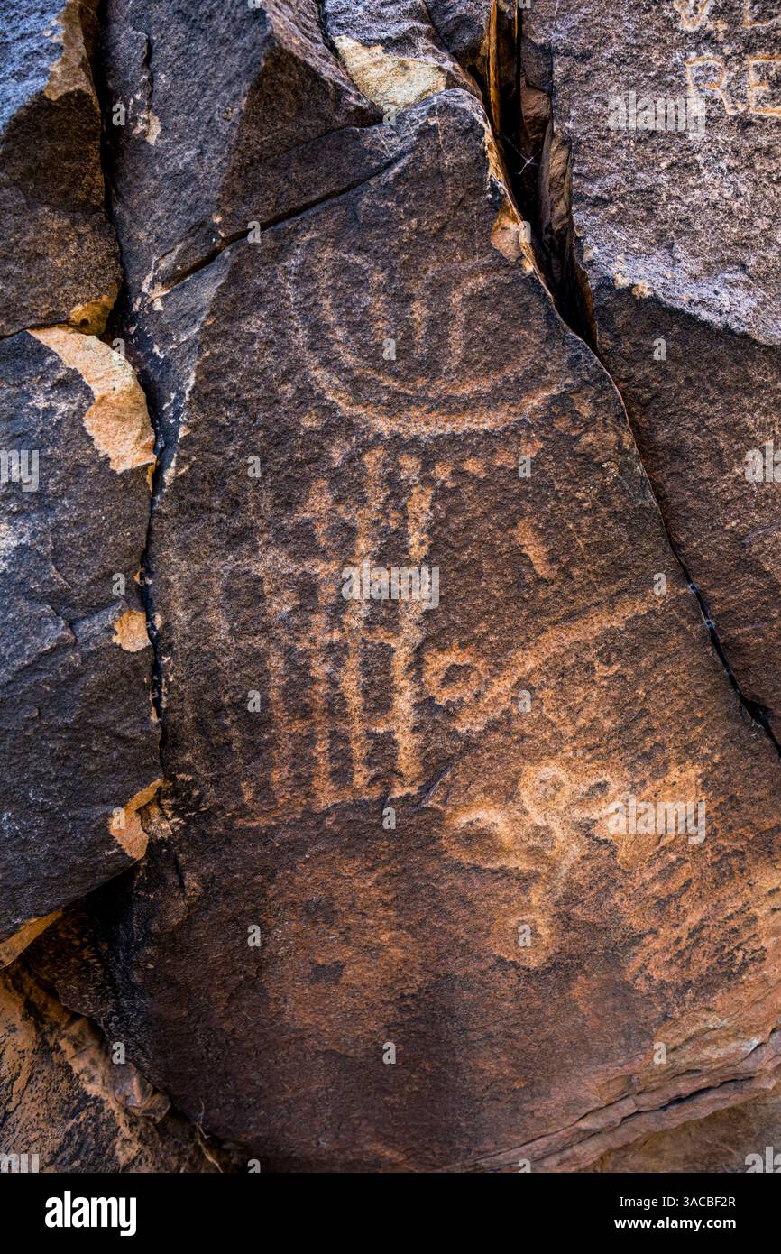 Ancient petroglyphs seen at Parowan Gap Stock Photo - Alamy