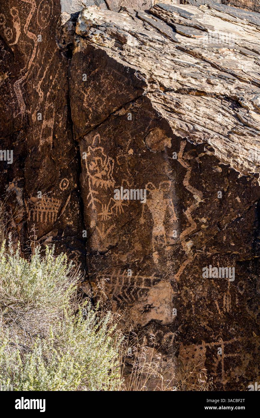 Ancient petroglyphs seen at Parowan Gap Stock Photo - Alamy