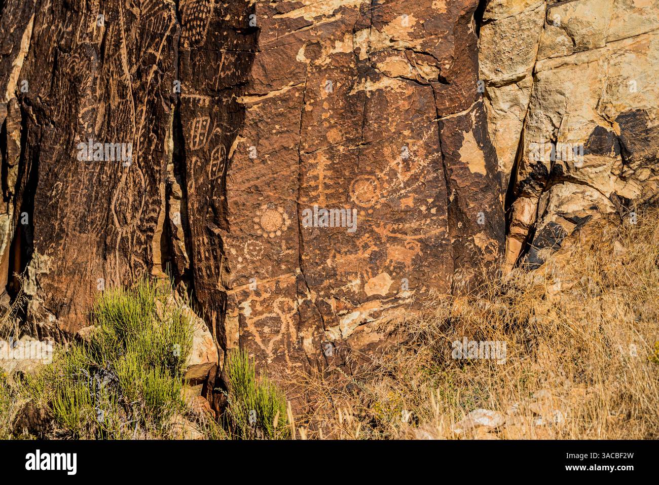 Ancient petroglyphs seen at Parowan Gap Stock Photo - Alamy
