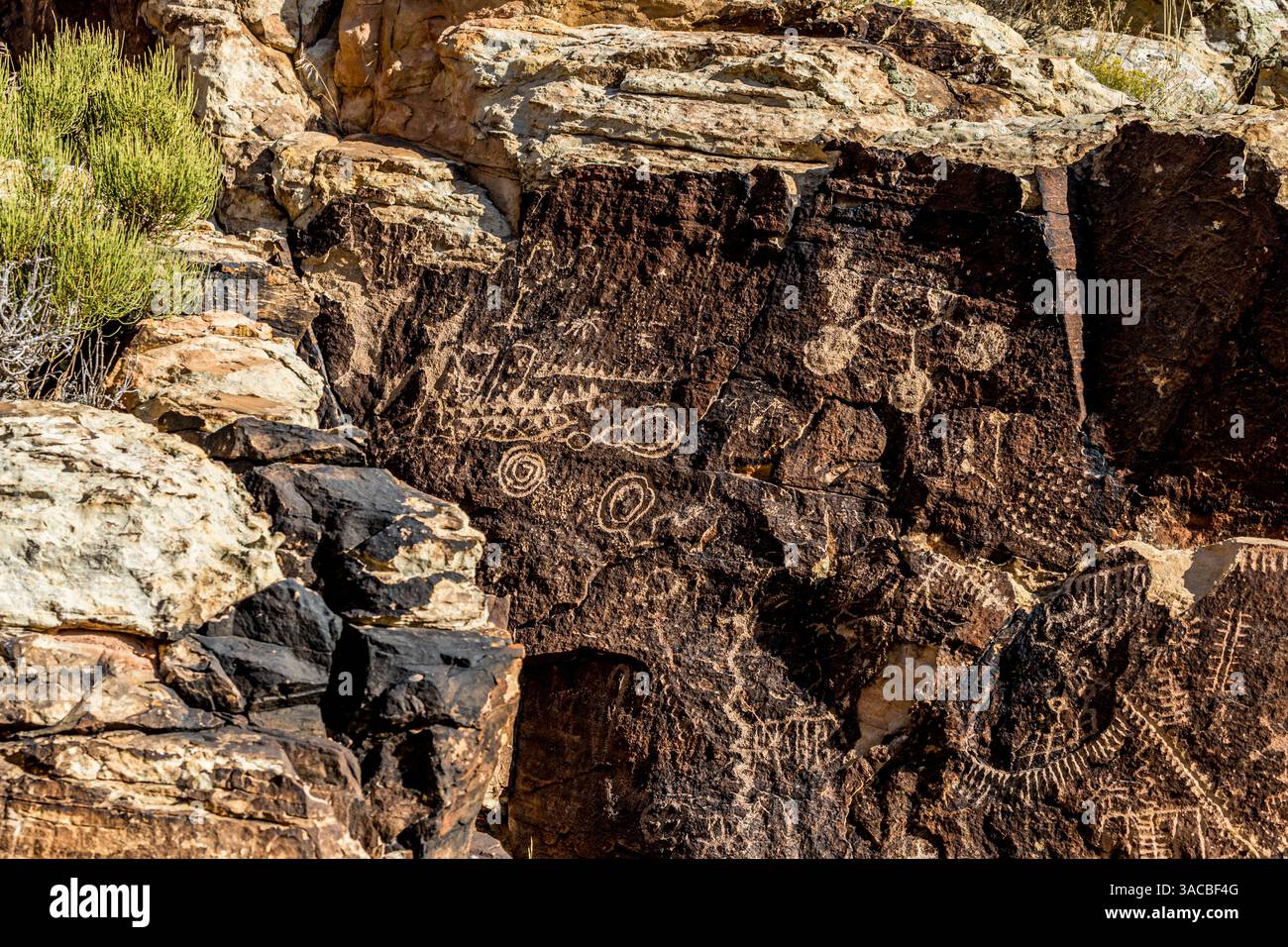 Ancient petroglyphs seen at Parowan Gap Stock Photo - Alamy