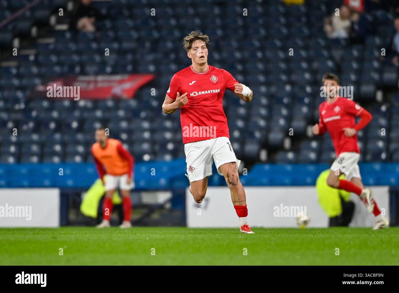 Glasgow, Scotland, UK. 2nd April, 2025. Rocco Diack of Airdrieonians ...