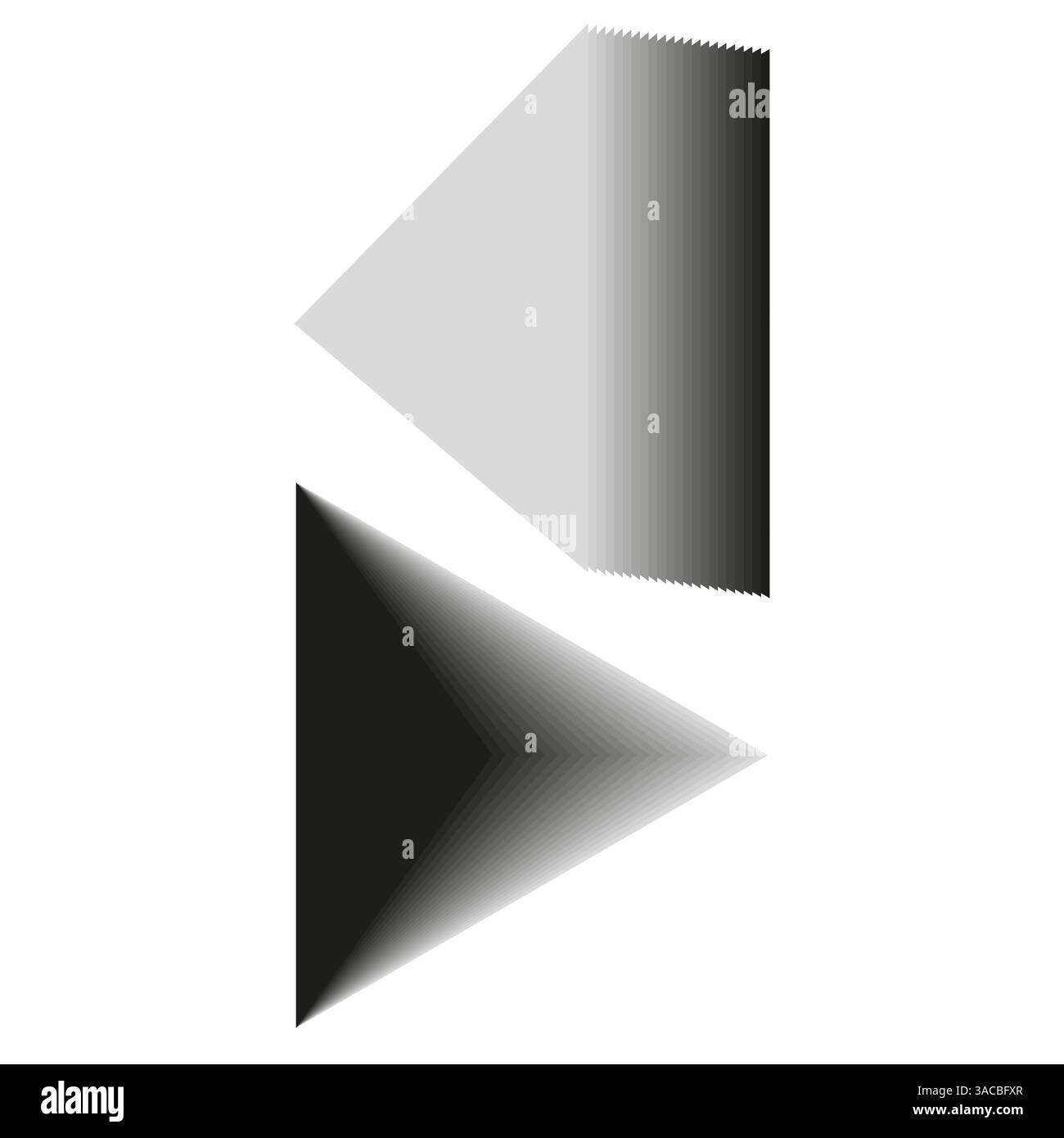 Arrow gradient symbol. Monochrome triangle shape. Directional vector form. Shaded abstract ...