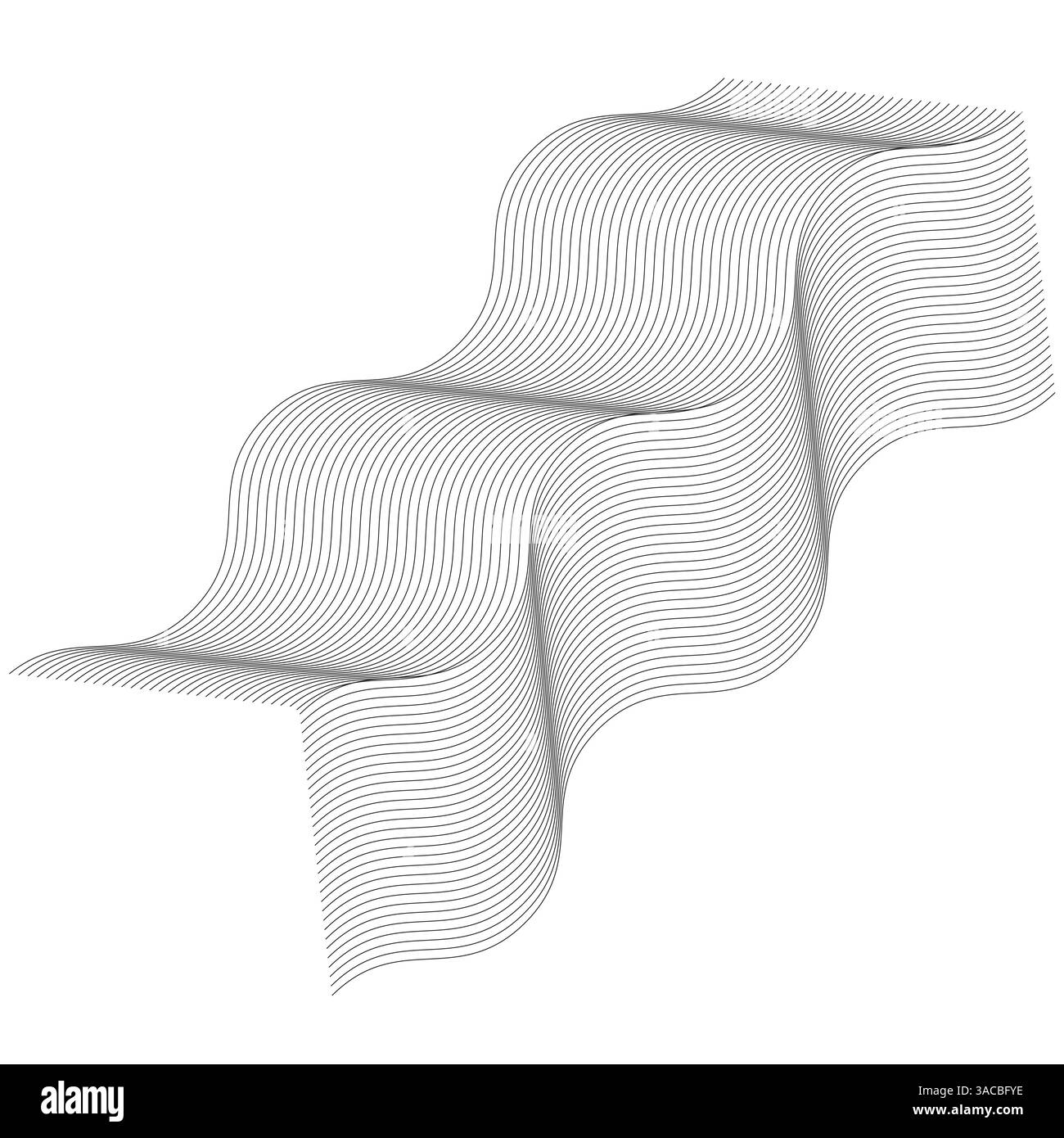 Curved wave lines. Abstract vector shape. Flowing black pattern. Dynamic stripe design Stock ...