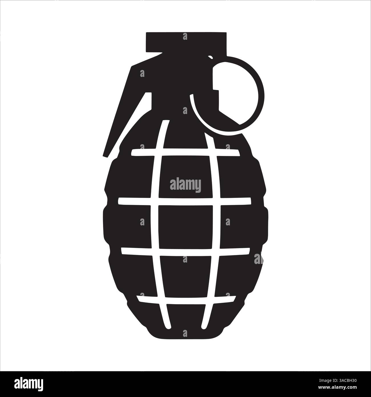 Black hand grenade silhouette, vector illustration on a white ...