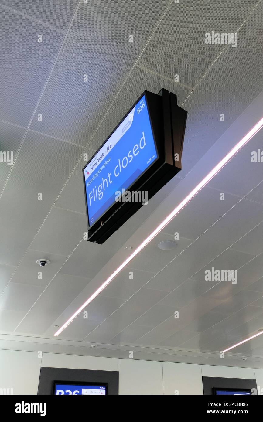 Ceiling monitor at Seattle-Tacoma International Airport with Flight ...