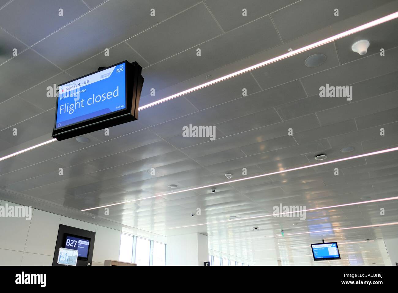 Ceiling monitor at Seattle-Tacoma International Airport with Flight ...