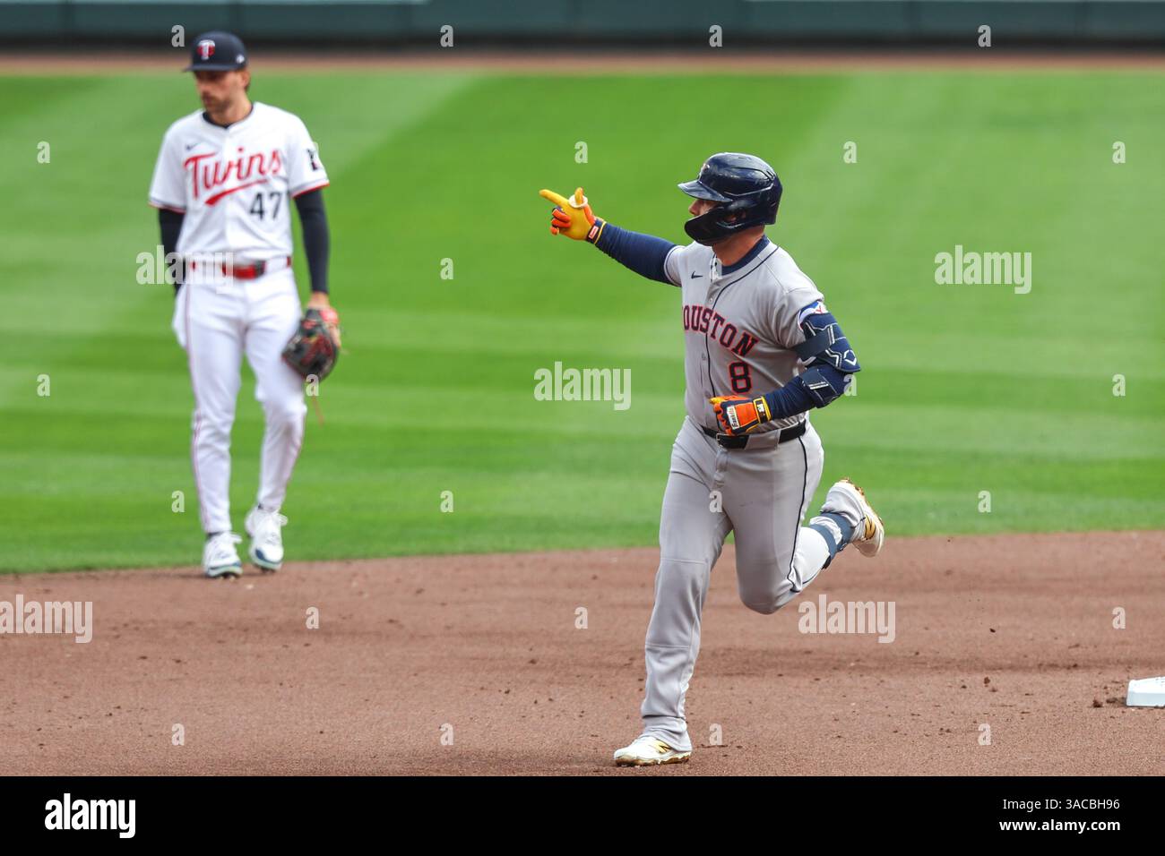 Minneapolis. 3rd Apr, 2025. Houston Astros first baseman Christian ...