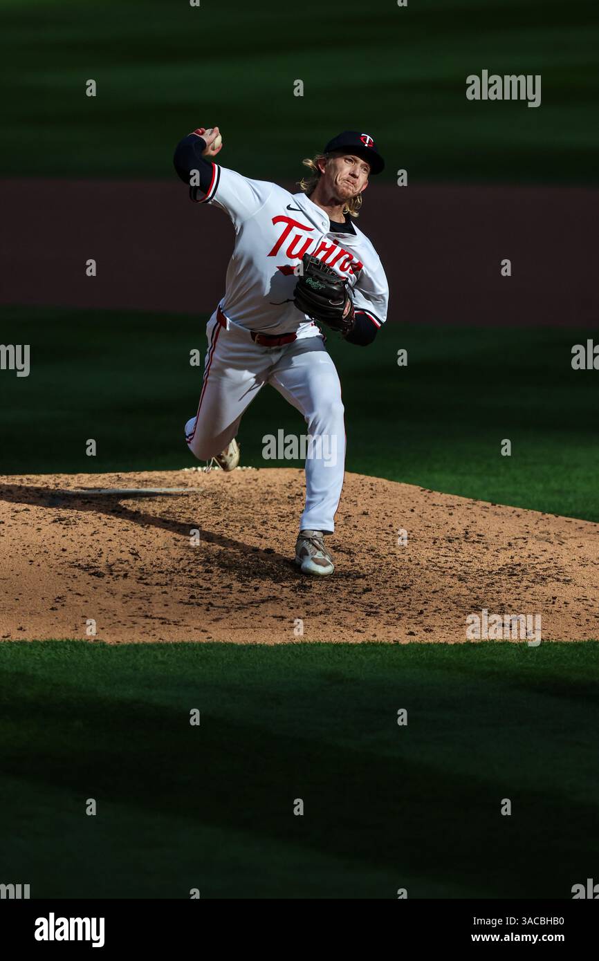Minneapolis. 3rd Apr, 2025. Minnesota Twins relief pitcher Darren ...