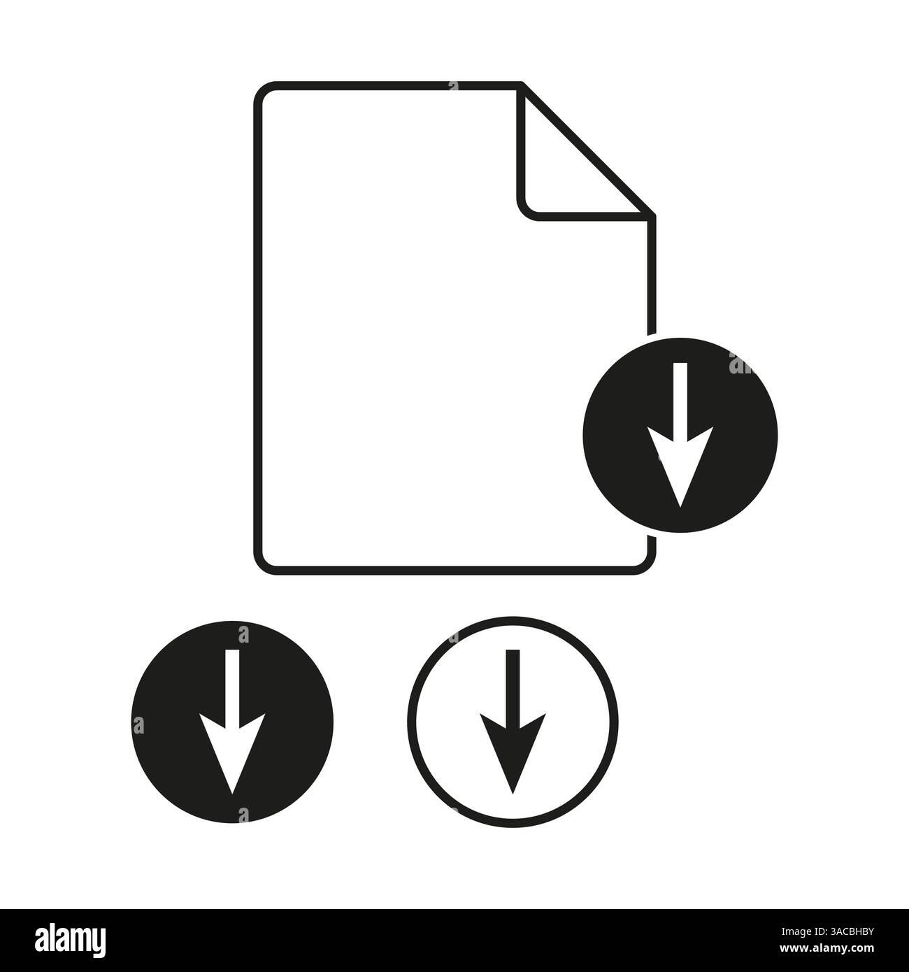 Download file icon. Downward arrow symbol. Circular vector design ...