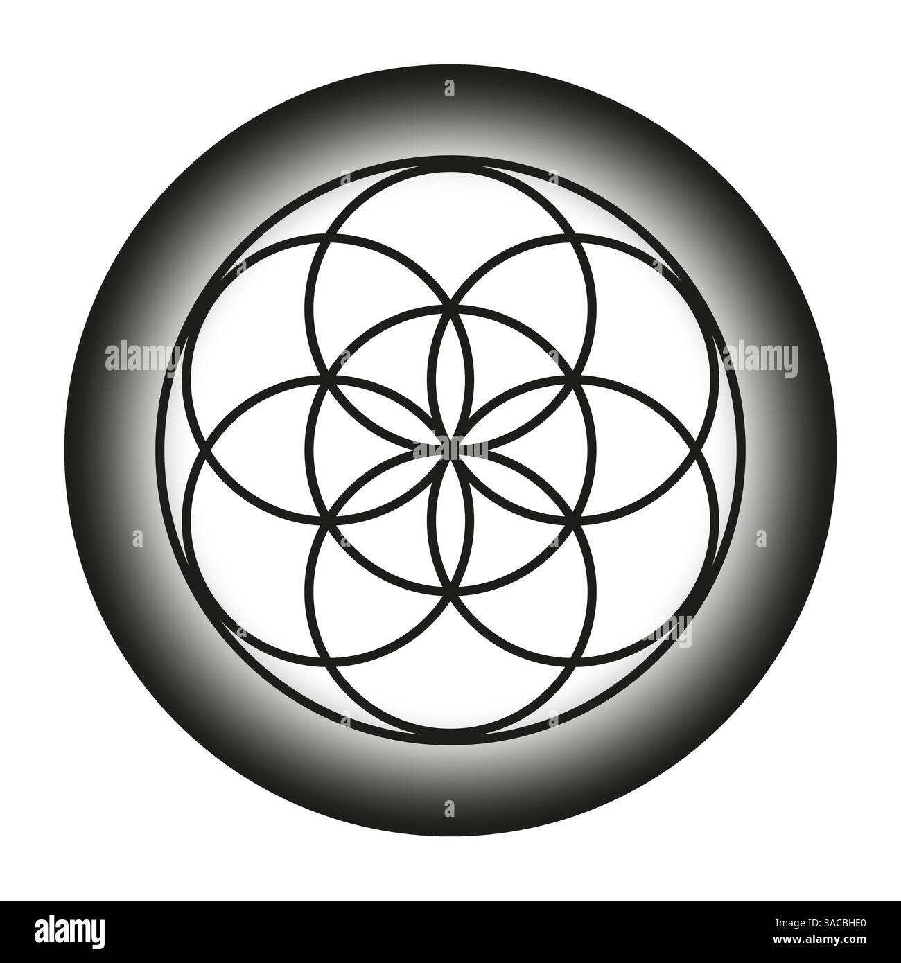 Geometric circle pattern. Abstract vector shape. Symmetrical black ...