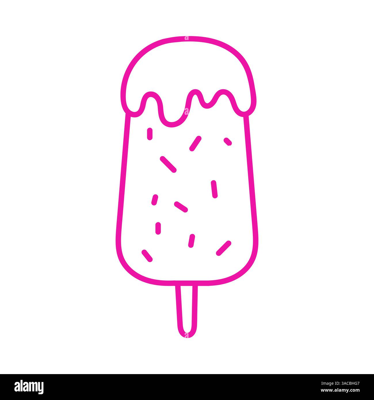 Bright pink ice cream popsicle with sprinkles on a white background ...