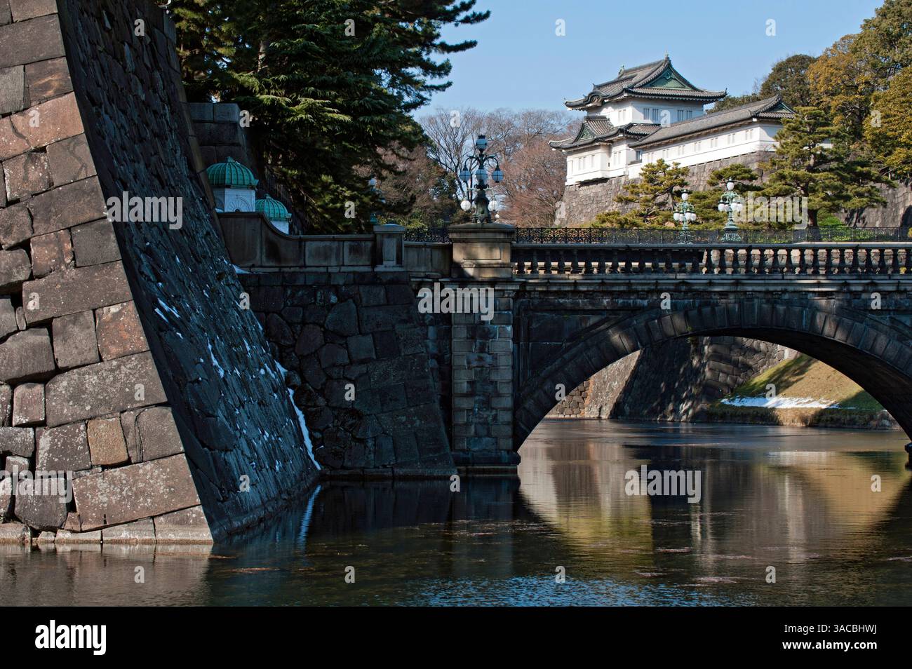 Famous view of the Tokyo Imperial Palace with the Edo Castle Fushimi ...