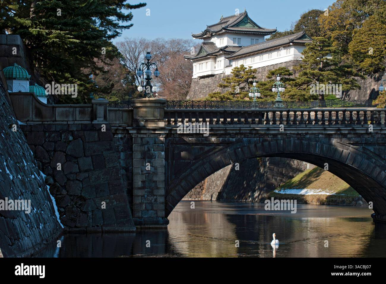Famous view of the Tokyo Imperial Palace with the Edo Castle Fushimi ...