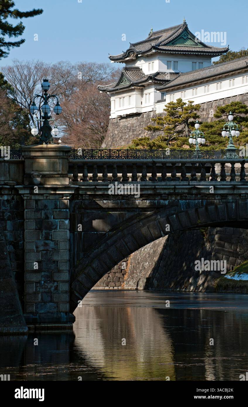 Famous view of the Tokyo Imperial Palace with the Edo Castle Fushimi ...