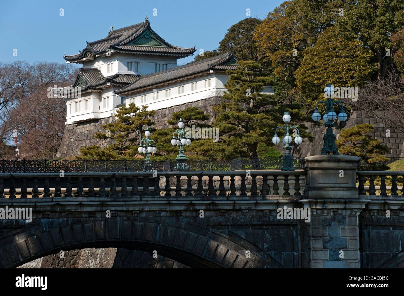 Famous view of the Tokyo Imperial Palace with the Edo Castle Fushimi ...