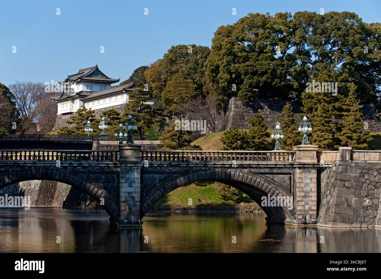 Famous view of the Tokyo Imperial Palace with the Edo Castle Fushimi ...