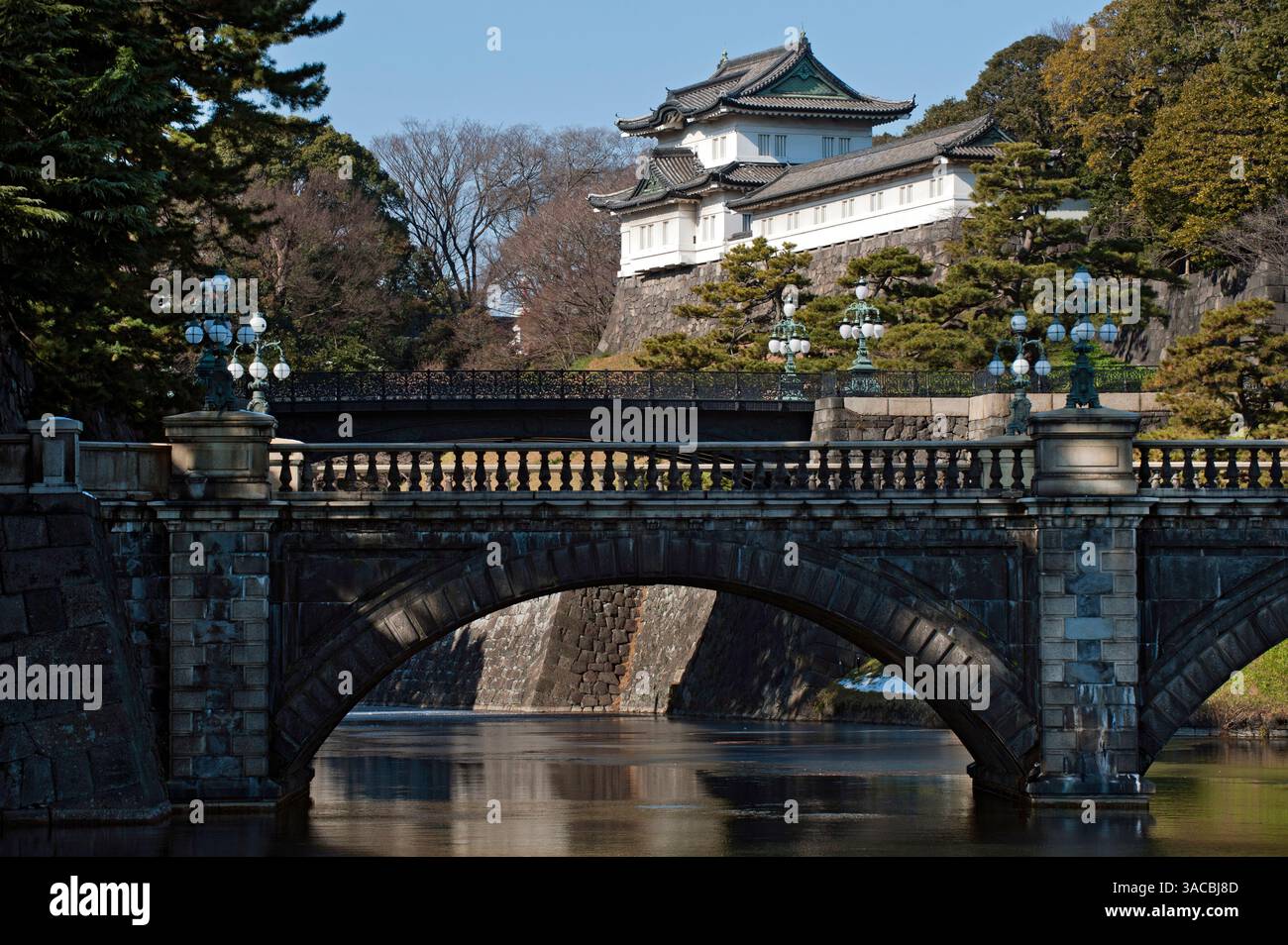 Famous view of the Tokyo Imperial Palace with the Edo Castle Fushimi ...