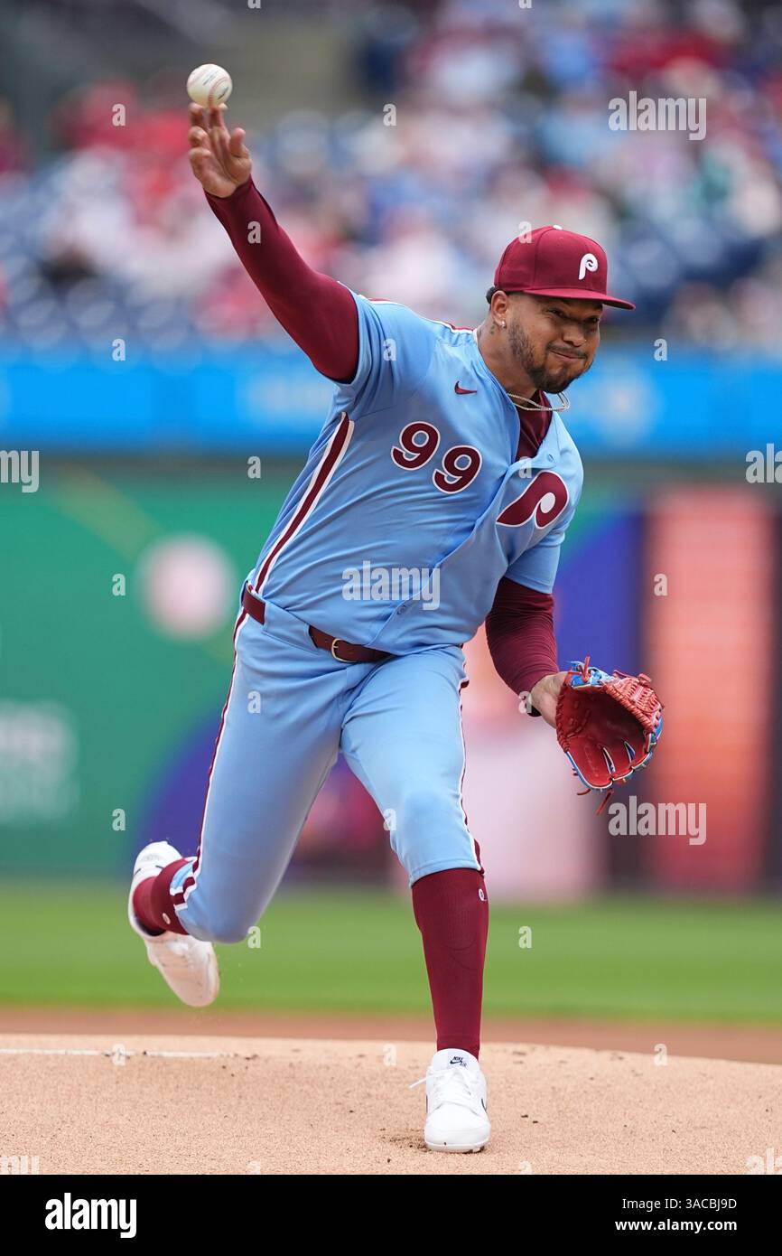 Philadelphia Phillies pitcher Taijuan Walker in action during the first inning of a baseball ...