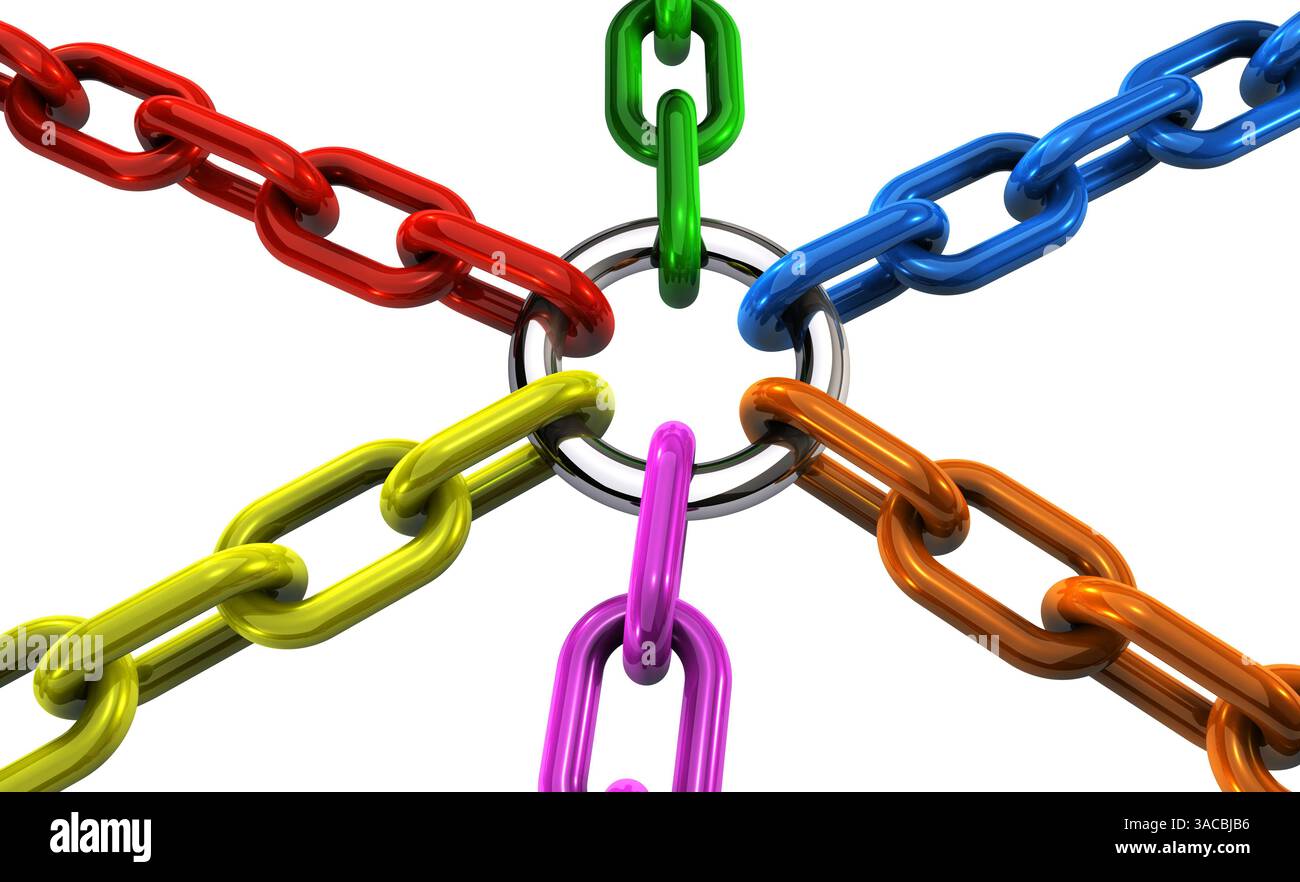 Teamwork cooperation and business collaboration concept with linked ...