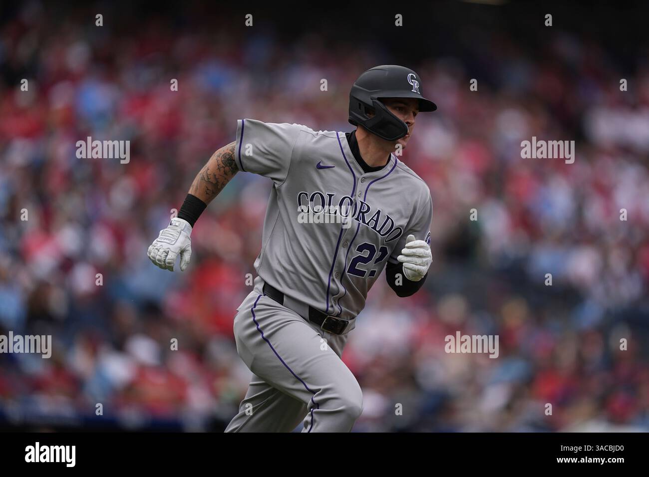 Colorado Rockies' Mickey Moniak in action during a baseball game ...