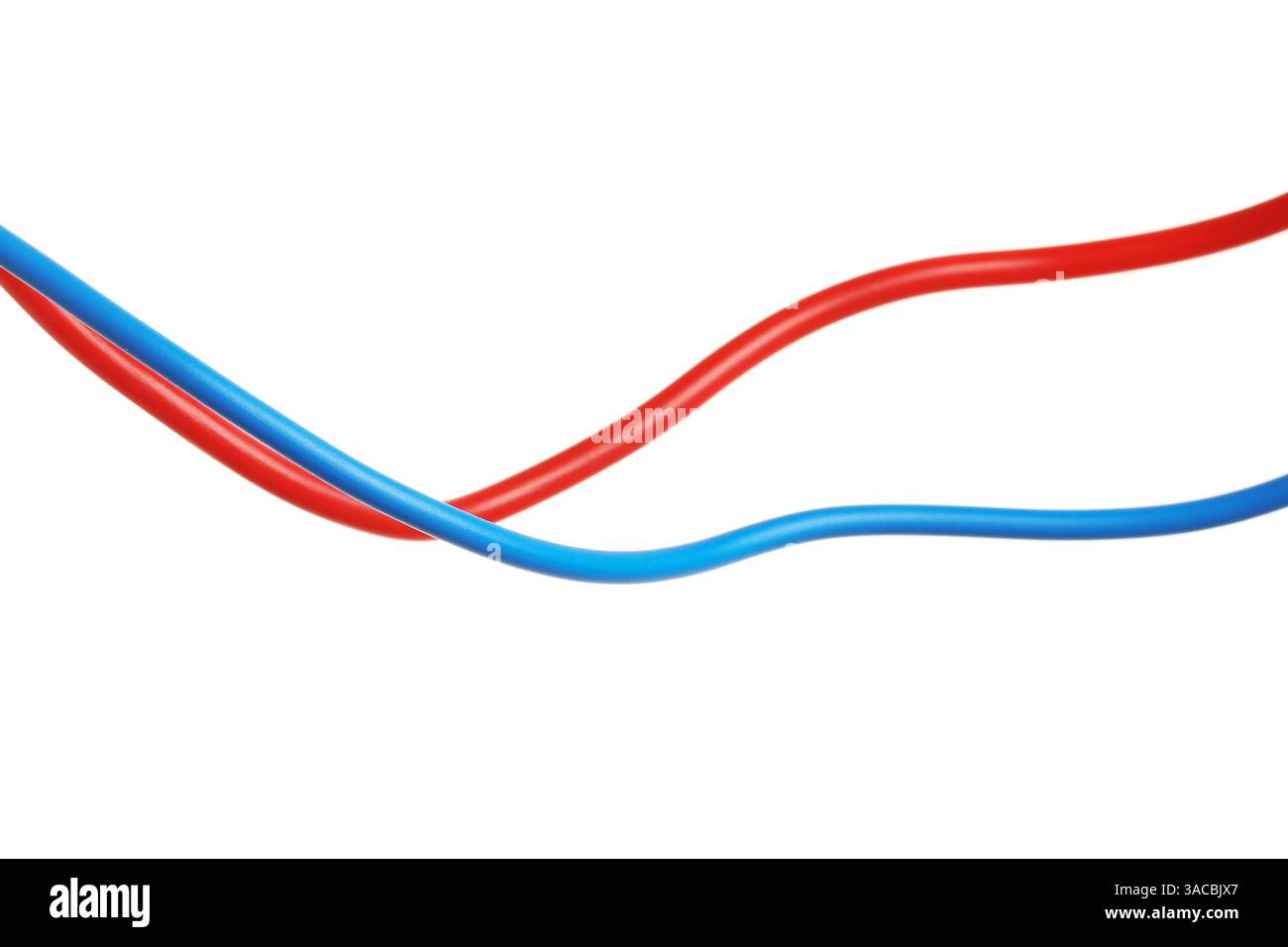 Red and blue electrical wires isolated on white Stock Photo - Alamy