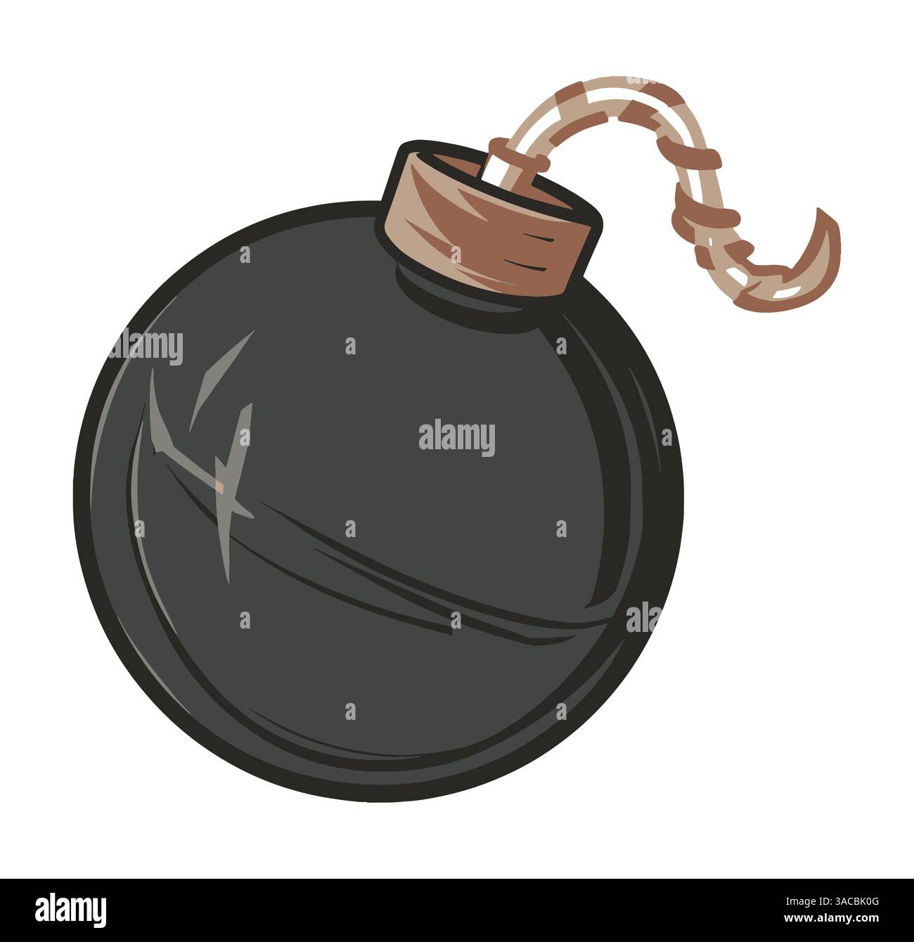 Black cartoon bomb flat icon, representing a dangerous explosive weapon ...