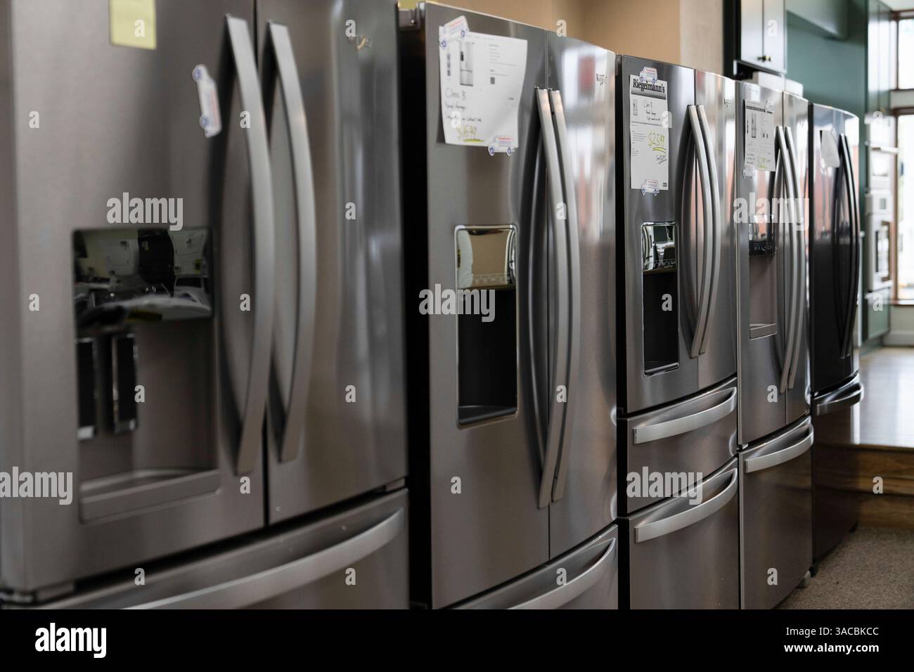 Refridgerators are displayed at Riegelmann's Appliance on Thursday ...