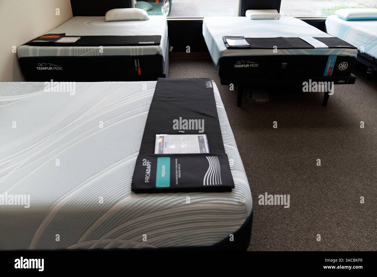 Mattresses are seen at Riegelmann's Appliance on Thursday, April 3 ...