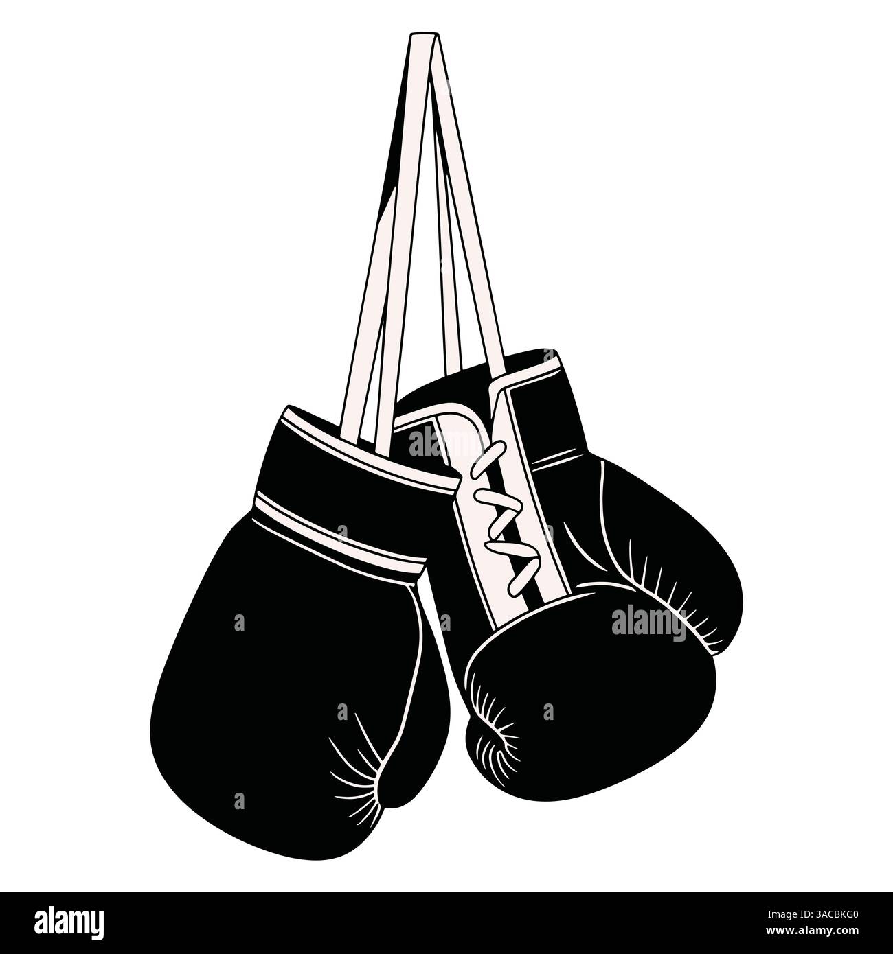 Boxing gloves hanging vector silhouette icon. Black sports gloves ...