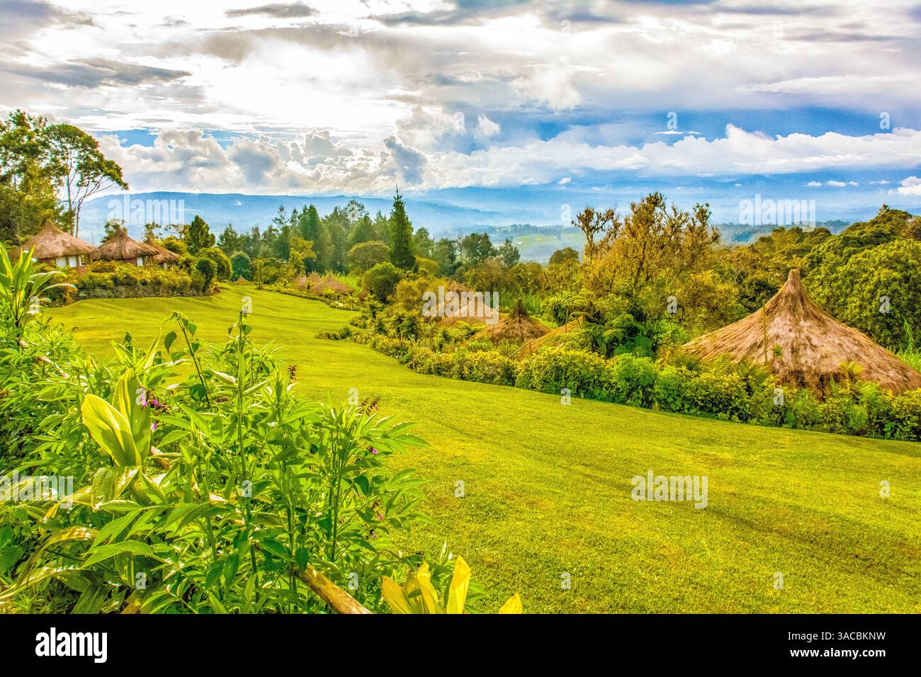 Tourist Resort, Highlands, Papua New Guinea. Landscape view of tourist ...