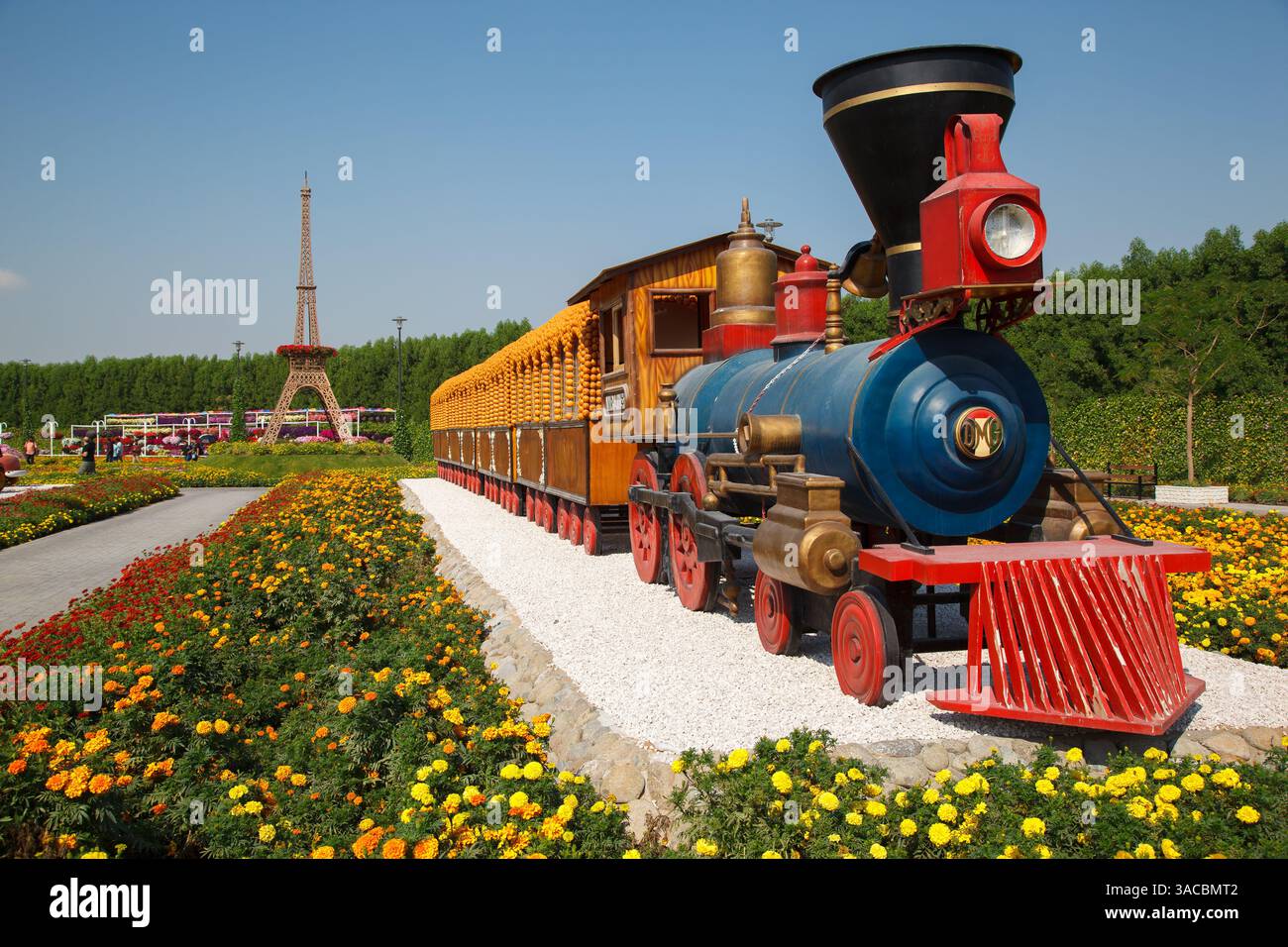 The Floral train with beautiful colorful flowers inside the famous ...