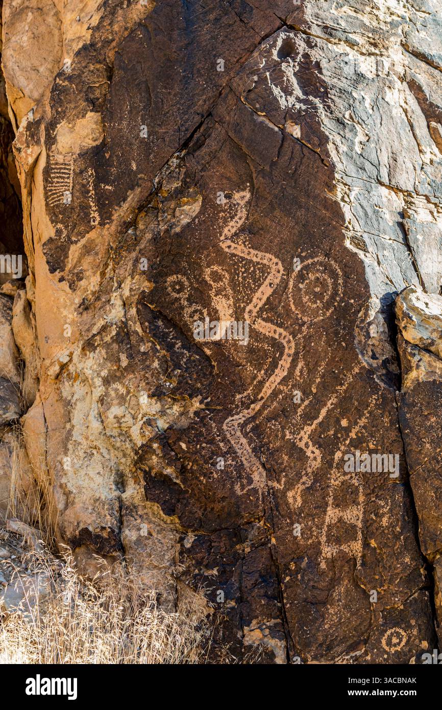 Ancient petroglyphs seen at Parowan Gap Stock Photo - Alamy