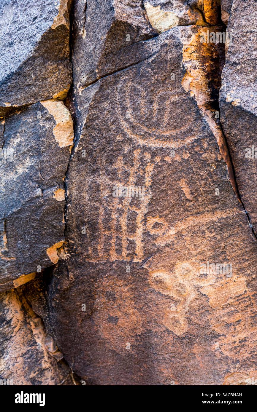 Ancient petroglyphs seen at Parowan Gap Stock Photo - Alamy