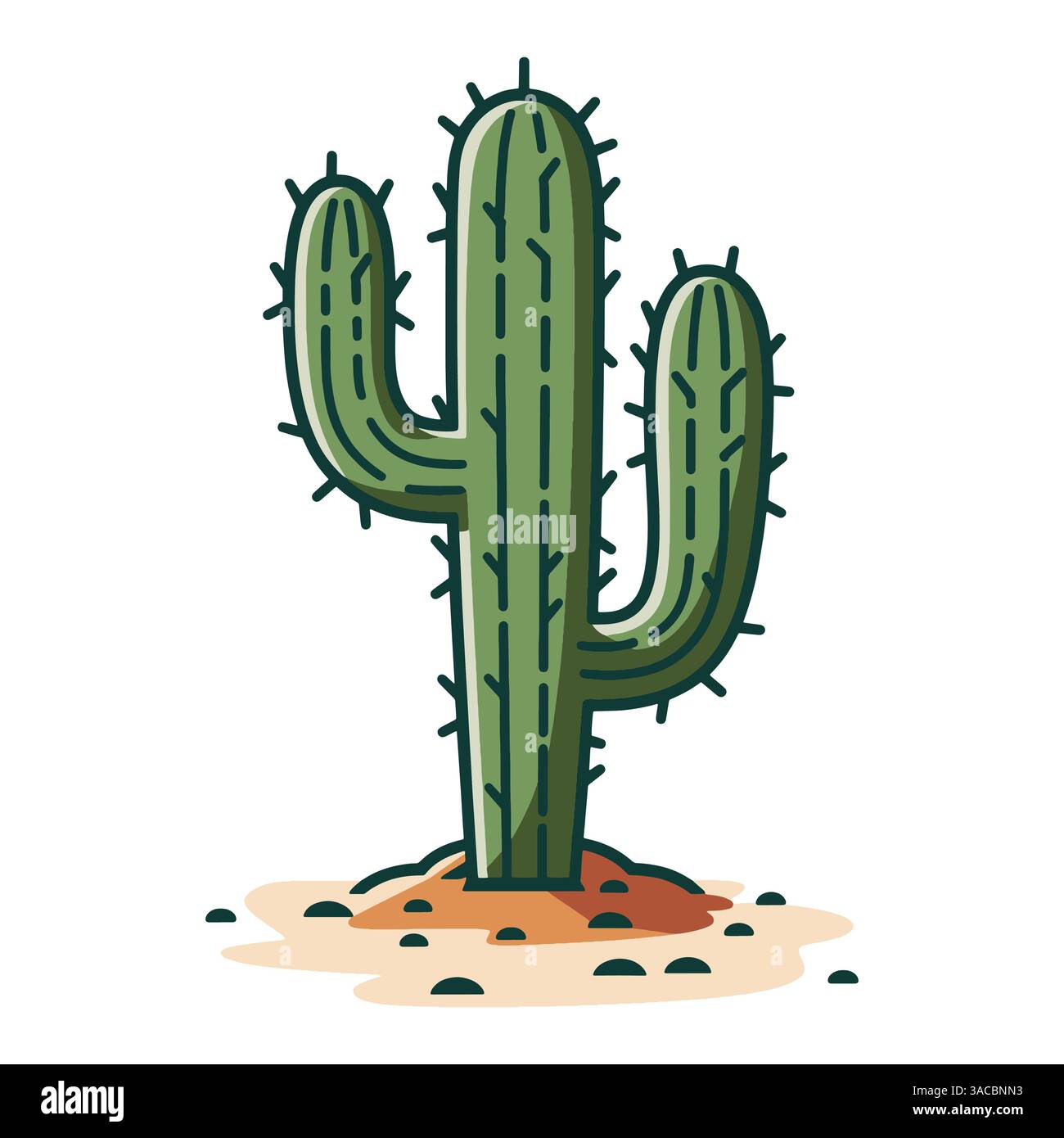 Cactus icon. Dry exotic plant with spines, symbolizing desert vegetation. Simple flat vector ...