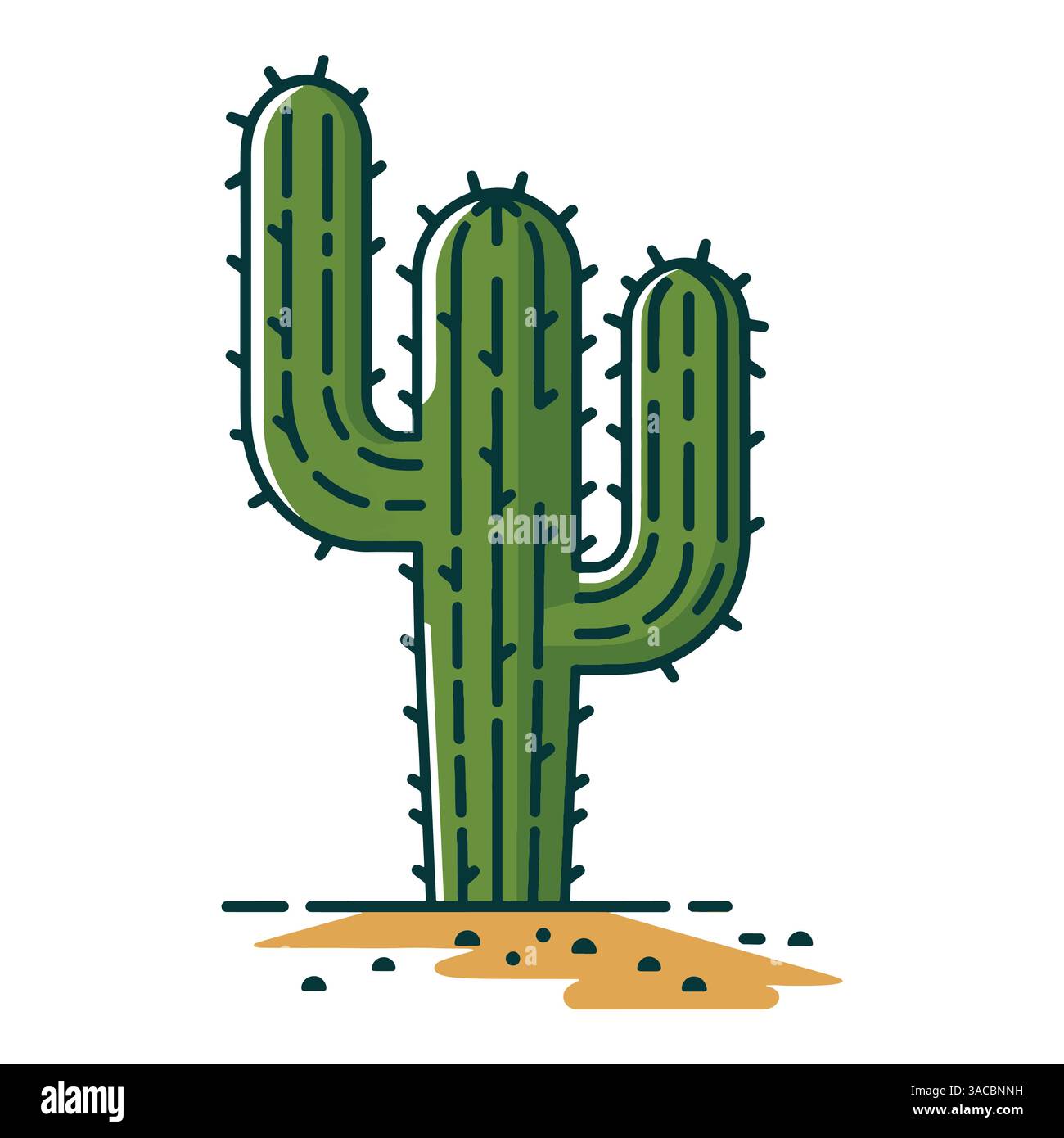 Cactus icon. Dry exotic plant with spines, symbolizing desert vegetation. Simple flat vector ...