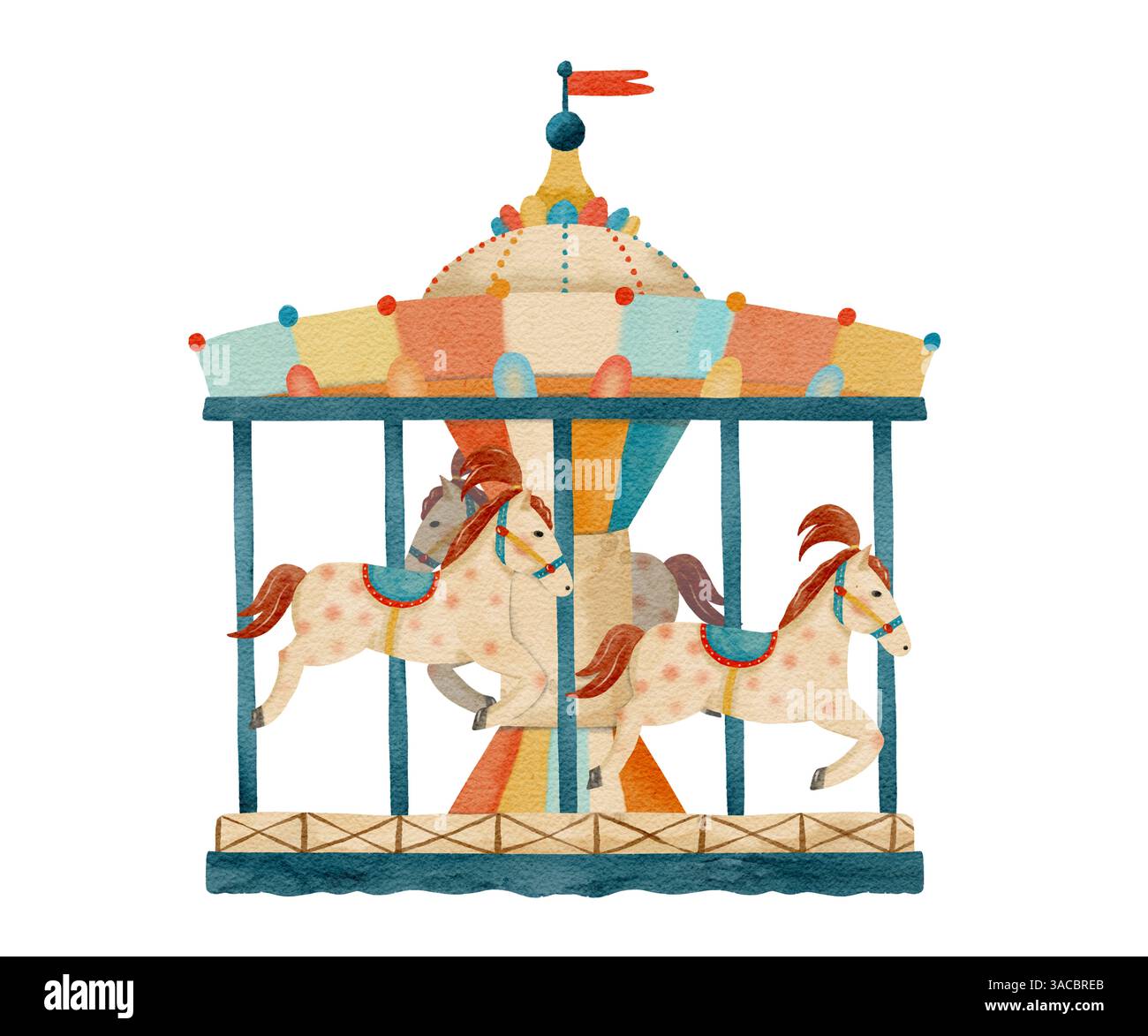 A charming, colorful carousel with playful horses that evokes nostalgia and joy, ensuring ...
