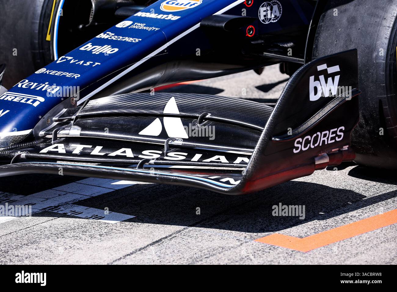 Williams Racing FW47, mechanical detail front wing flap during the ...