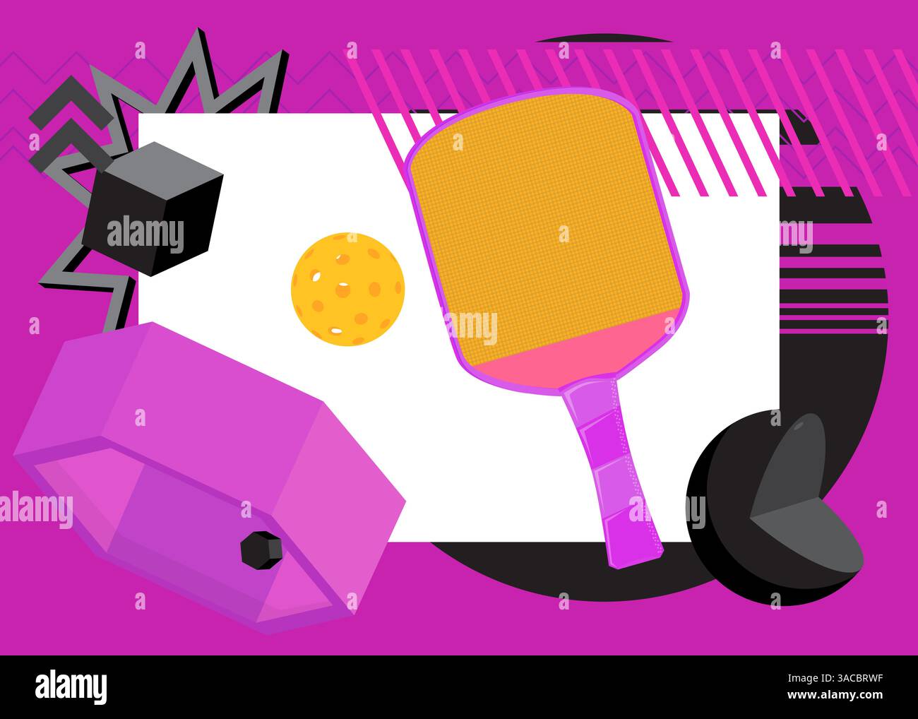 Pickleball geometrical graphic retro theme background. Minimal ...