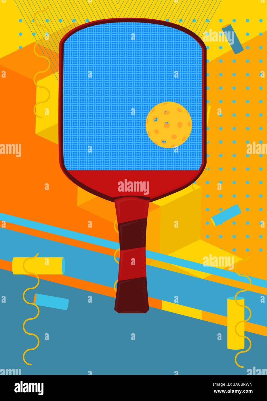 Pickleball geometrical graphic retro theme background. Minimal ...