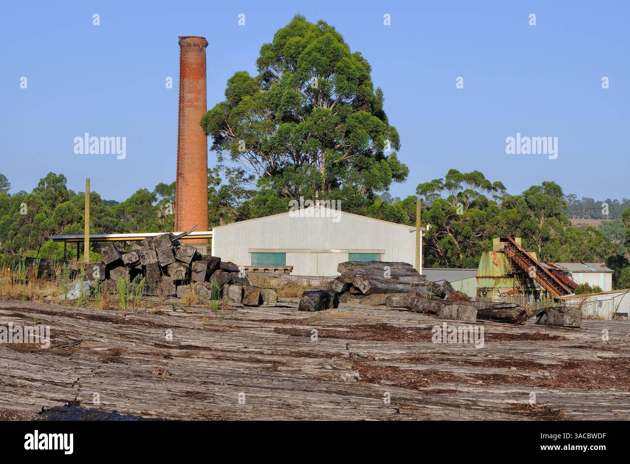 Pemberton: Brick chimney, buildings and equipment of former timber mill ...