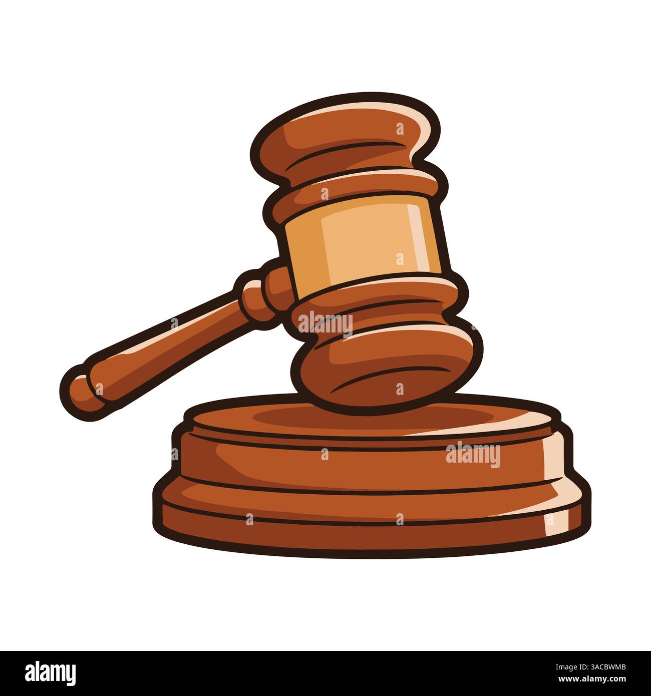 Cartoon judge's gavel, legal and justice symbol. Illustration ideal for law-themed designs ...
