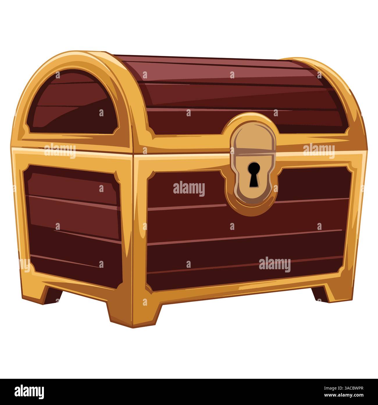 Cartoon Treasure Chest Vector. Illustration of a closed antique wooden ...