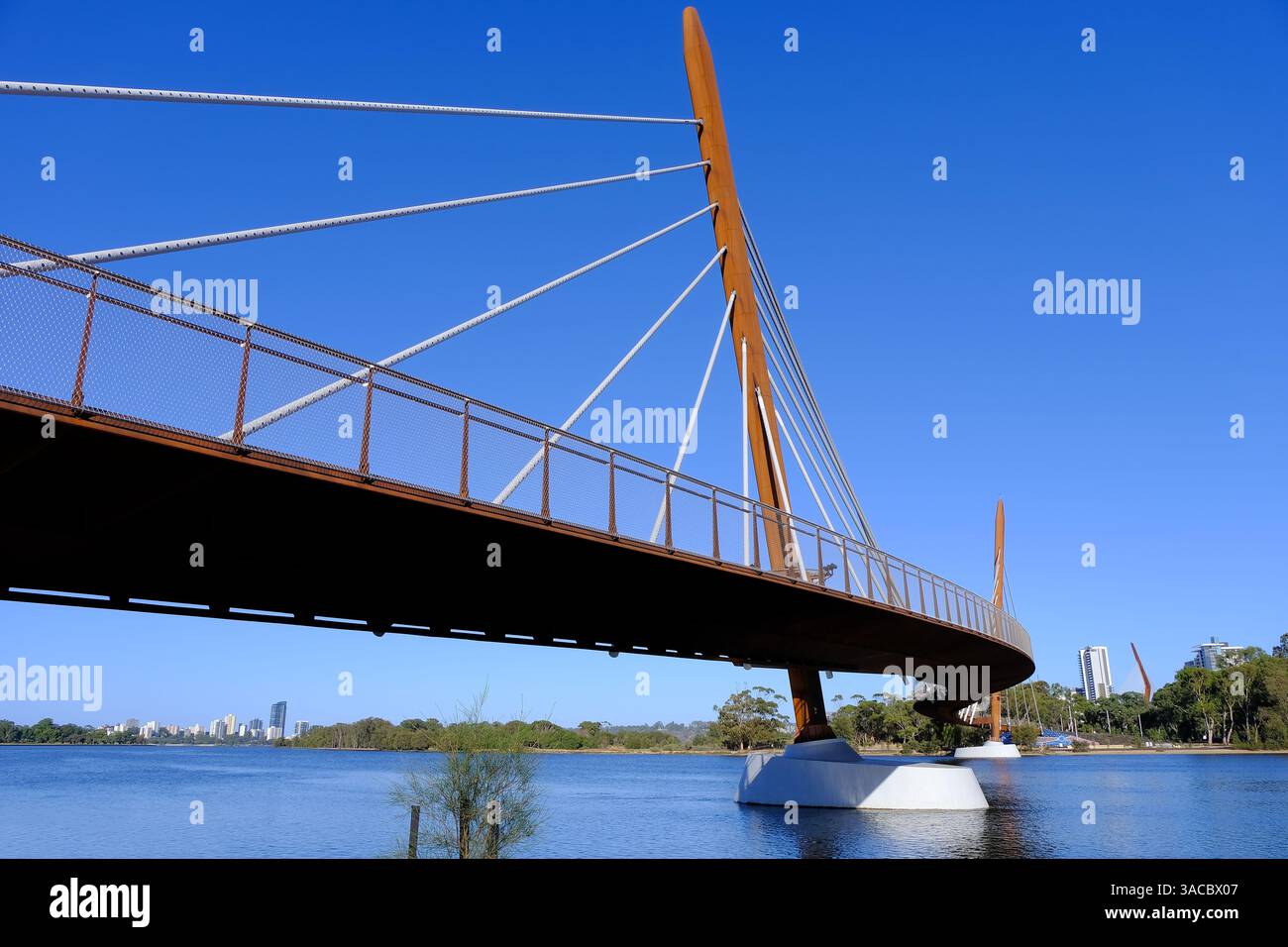 Perth: Boorloo pedestrian and cycle cable-stayed bridge with city ...