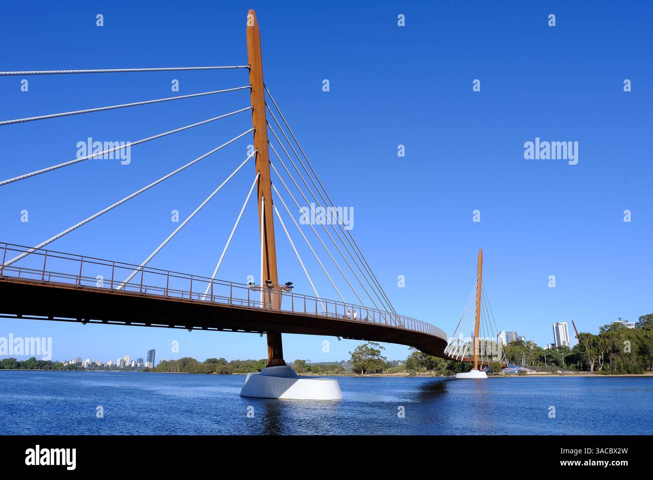 Perth: Boorloo pedestrian and cycle cable-stayed bridge with city ...