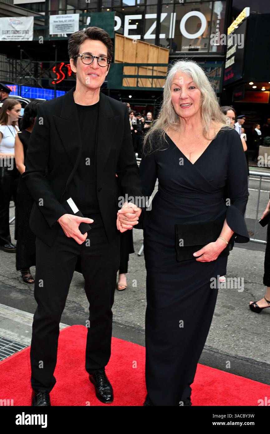 Rachel Maddow and girlfriend Susan Mikula attend the "Good Night, and ...